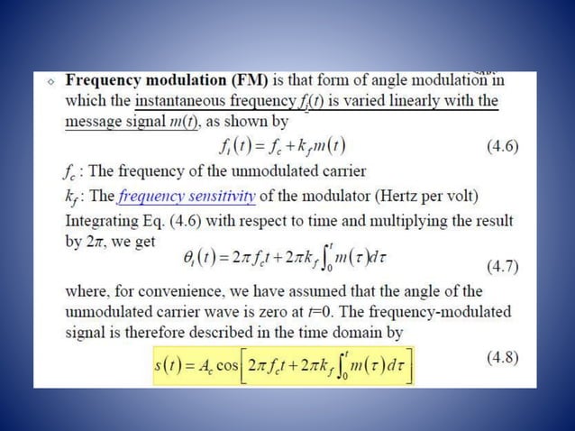 Angle modulation: FM & PM & Spectrum of Angle modulation wave | PPT