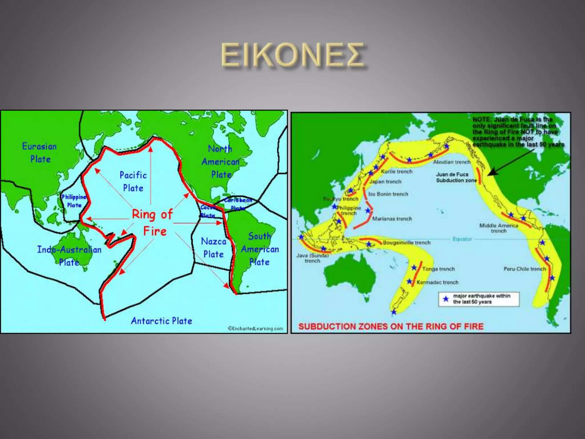 Δακτύλιος της φωτιάς και γήινες τεκτονικές πλάκες | PPT