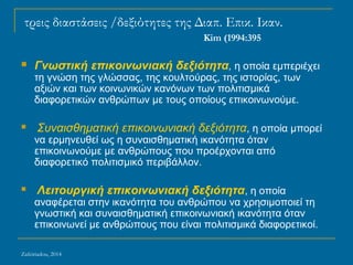 Ανάπτυξη διαπολιτισμικής επικοινωνιακής ικανότητας μέσω /στην εκμάθηση ...