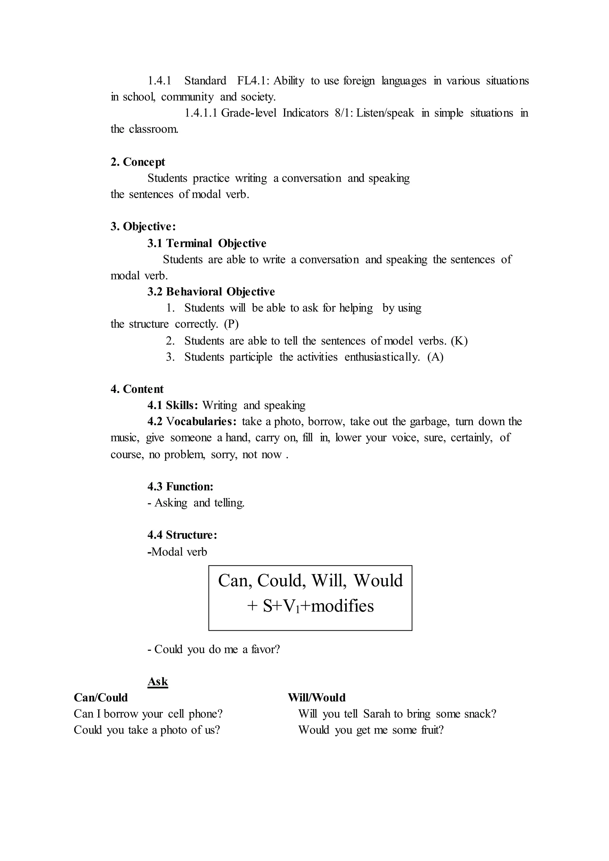 lesson plan grade 8 | DOCX
