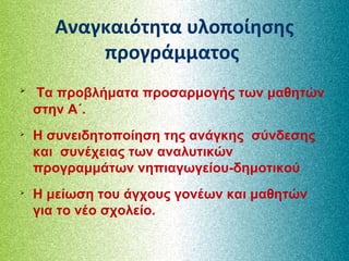 Προγραμμα μεταβασης Νηπιαγωγειου και Δημοτικού Σχολείου Σταυροδρομιου ...
