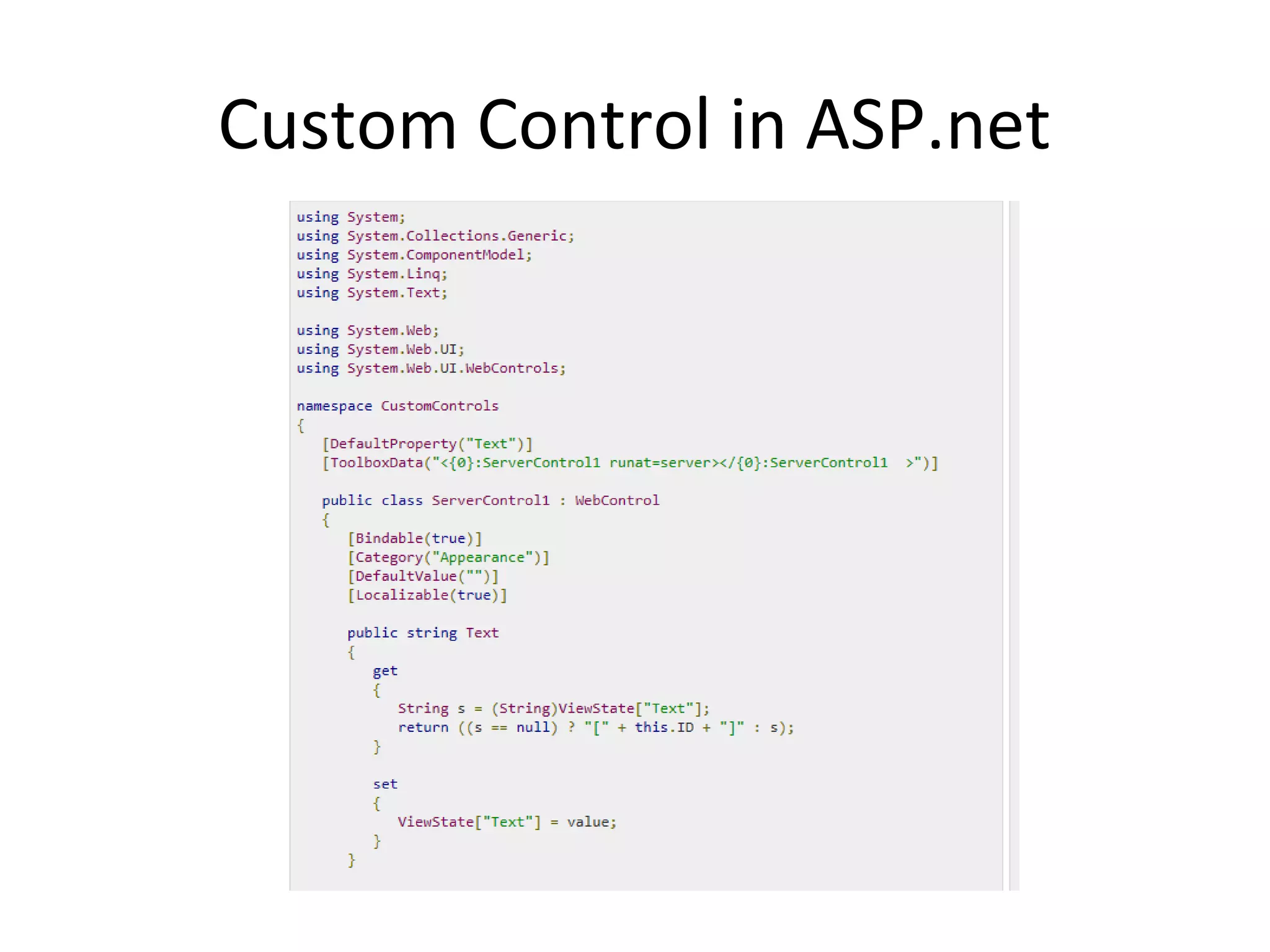 Custom Controls in ASP.net | Web Design and HTML | Internet