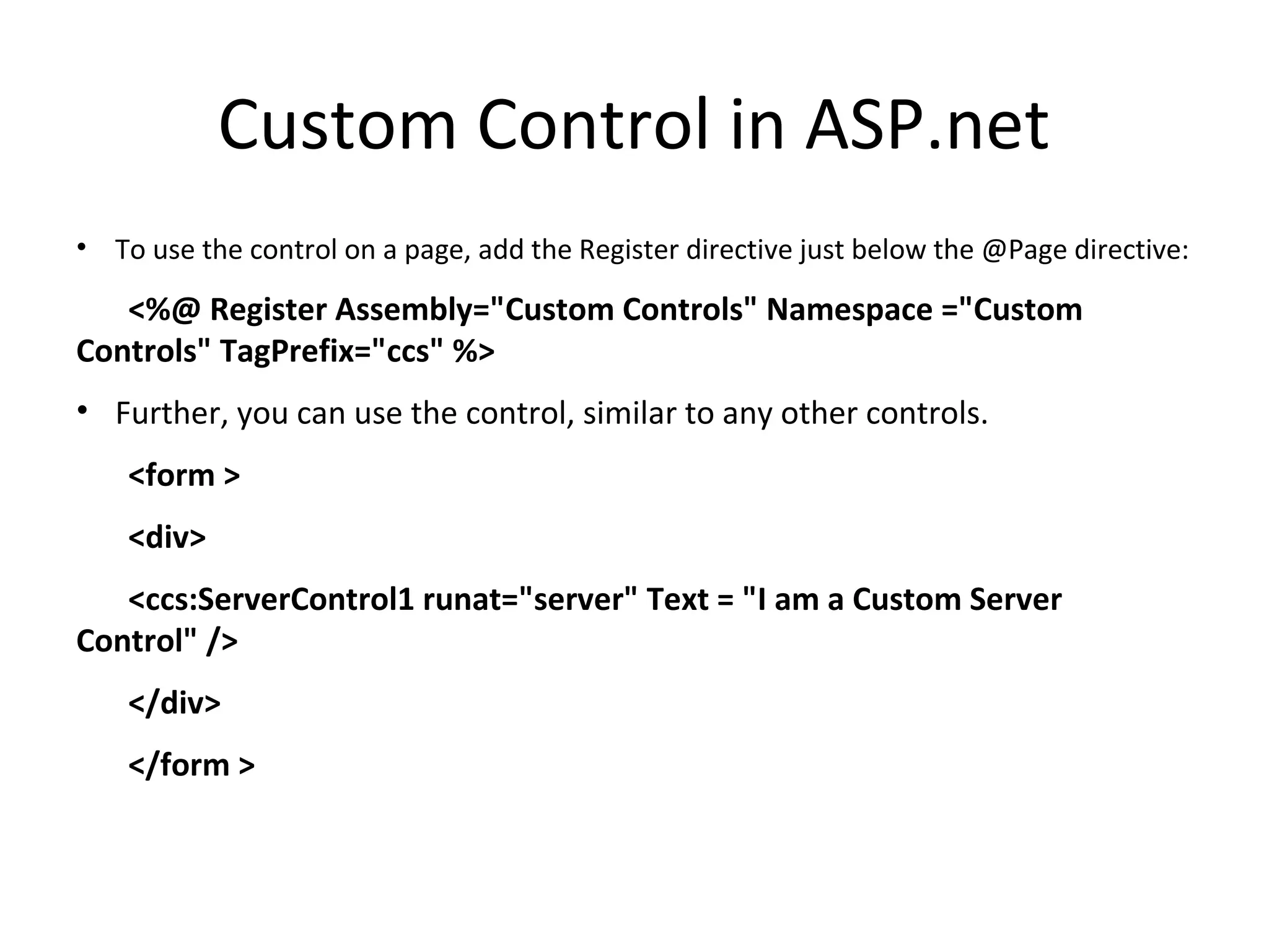 Custom Controls in ASP.net | Web Design and HTML | Internet