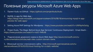 Новые возможности развертывания и масштабирования open source приложений в Azure Web Apps | PPTX ...