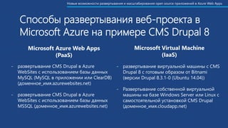 Новые возможности развертывания и масштабирования open source приложений в Azure Web Apps | PPTX ...