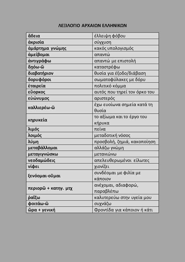 ΛΕΞΙΛΟΓΙΟ ΑΡΧΑΙΩΝ ΕΛΛΗΝΙΚΩΝ | DOCX