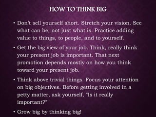 the magic of thinking big book review | PPTX