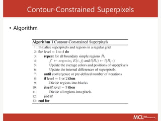 Contour-Constrained Superpixels for Image and Video Processing | PPT