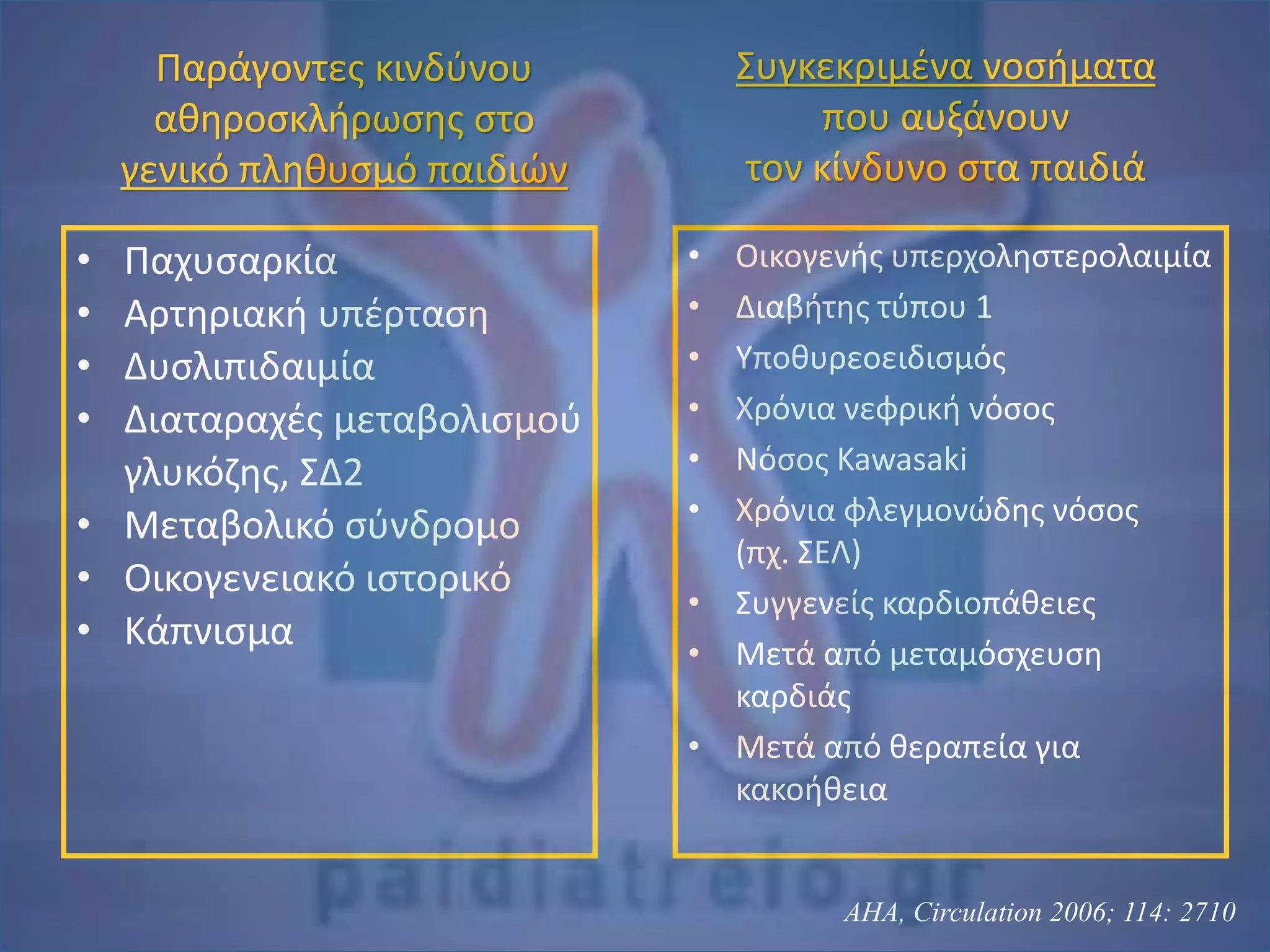 Δυσλιπιδαιμίες κι άλλοι παράγοντες κινδύνου αθηροσκλήρωσης σε παιδιά | PPT