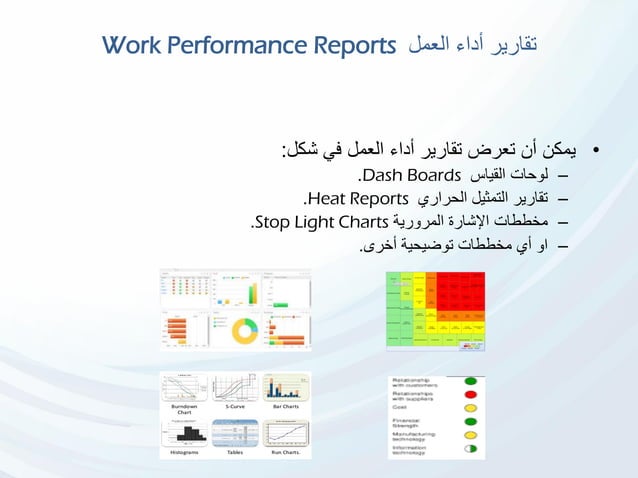 بيانات ومعلومات وتقارير أداء عمل المشروع Project Work Performance Data ...