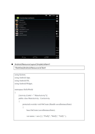 자마린.안드로이드 기본 내장레이아웃(Built-In List Item Layouts) | PDF | Operating Systems | Computer Software ...