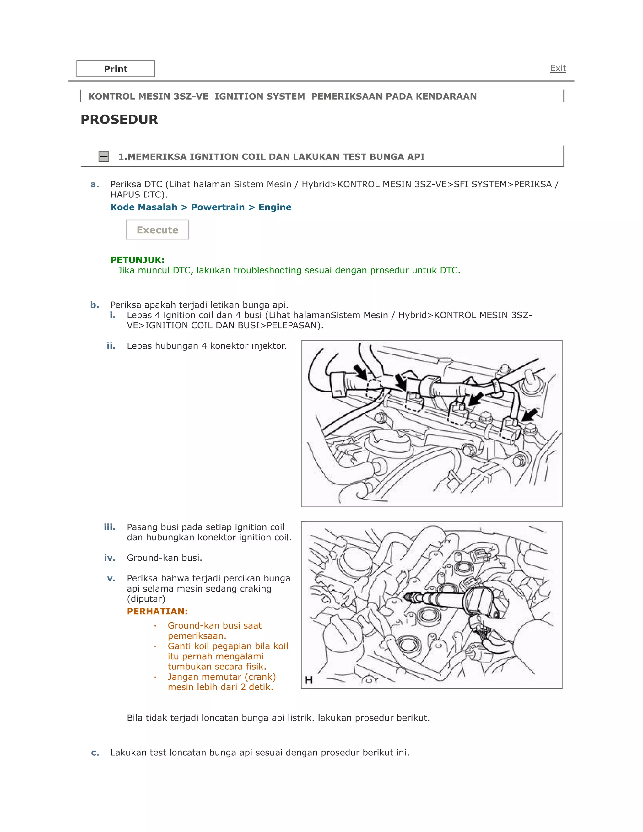 .Memeriksa ignition coil dan lakukan test bunga api | PDF