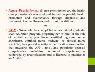 COMPETENCIES OF NURSE PRACTITONERS OR APN | PPTX
