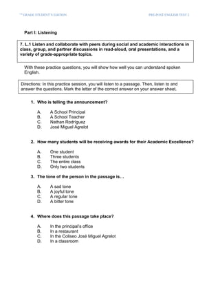 Pre post 7-th student_s edition | PDF