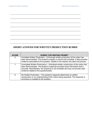 Pre post 7-th student_s edition | PDF