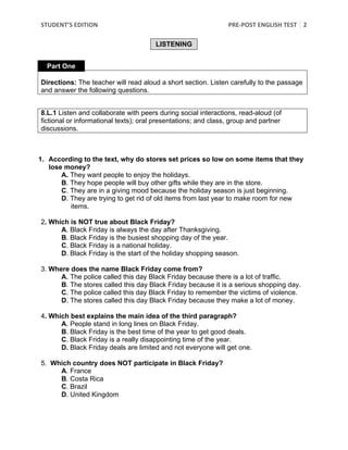 Pre post 8-th student_s edition (2) | PDF