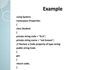 Properties and Indexers | PPTX | Programming Languages | Computing