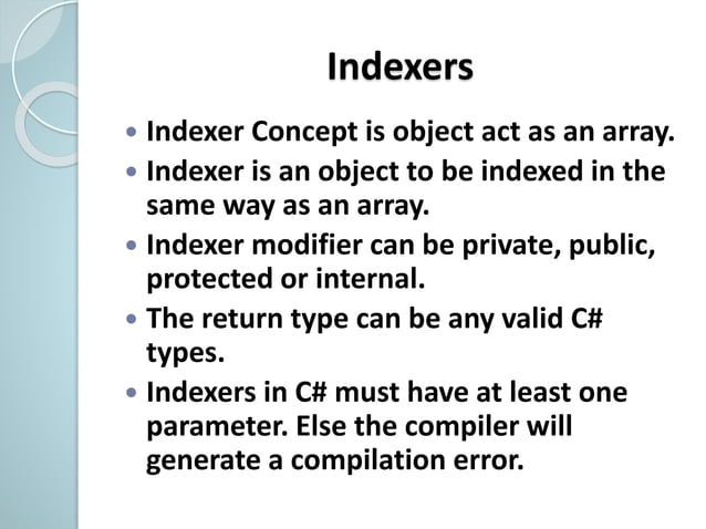 Properties and Indexers | PPTX | Programming Languages | Computing