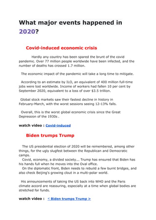 What major events happened in 2020? | PDF
