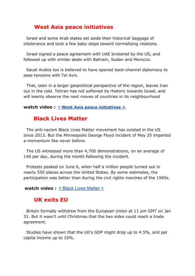 What major events happened in 2020? | PDF