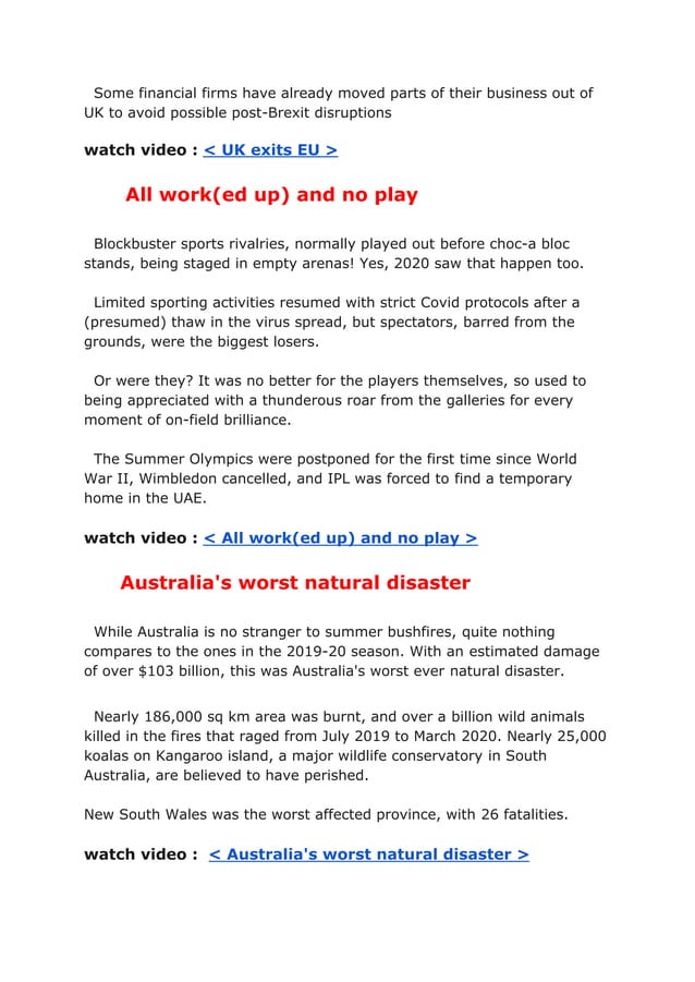 What major events happened in 2020? | PDF