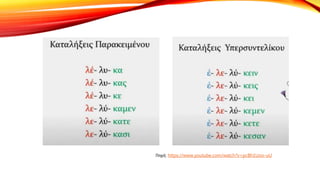 Σχηματισμος και κλίση παρακειμενου υπερσυντέλικου | PPTX