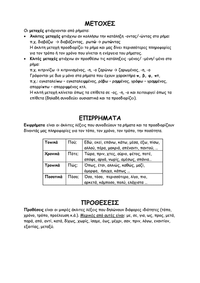 τα μερη του λογου | PDF