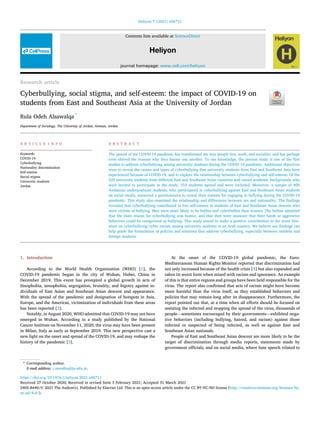 Cyberbullying, social stigma, and self-esteem: the impact of COVID-19 ...