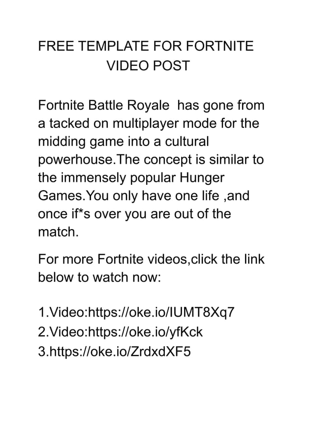 FREE TEMPLATE FOR FORTNITE | PDF | Video Gaming