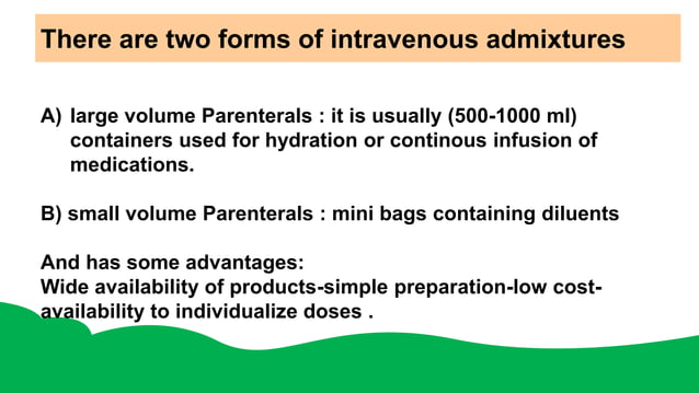 Intravenous admixtures | PPTX | Chemistry | Science