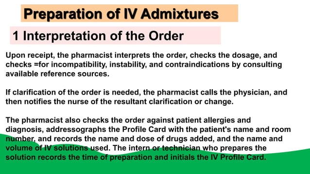 Intravenous admixtures | PPTX | Chemistry | Science