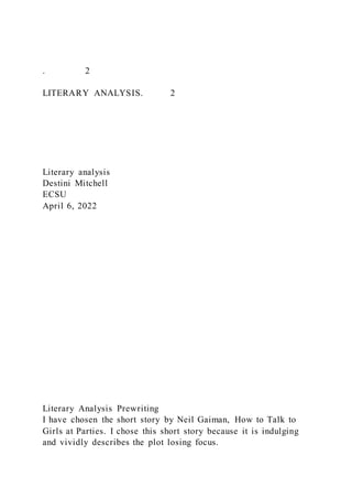.2LITERARY ANALYSIS. 2Literary analysisDes | PDF