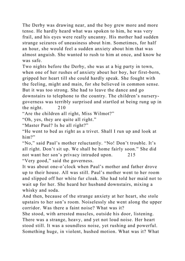 . H. Lawrence THE ROCKING-HORSE WINNER 1933D. H. Lawrence.docx