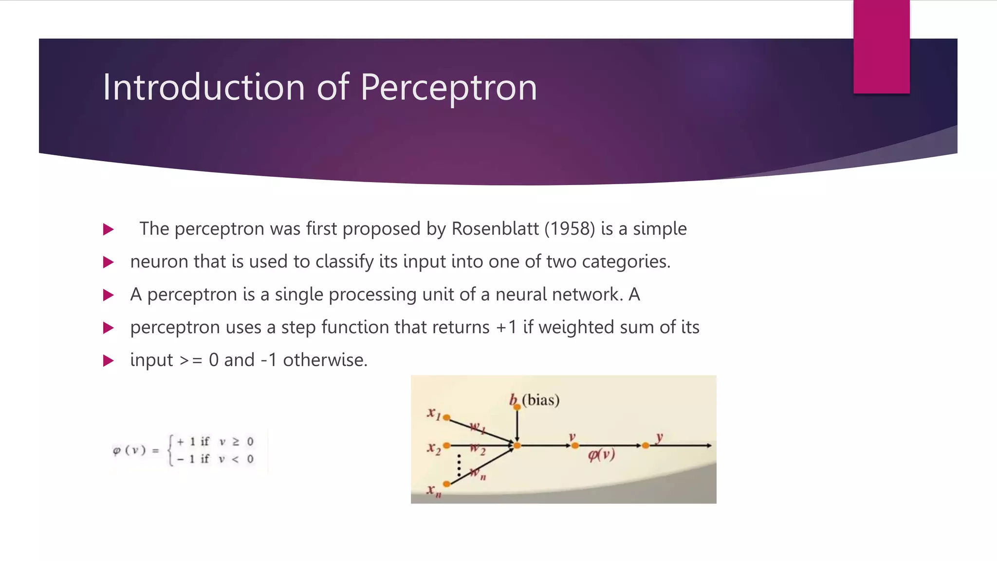 Single Layer Rosenblatt Perceptron | PPTX | Artificial Intelligence | Technology & Computing