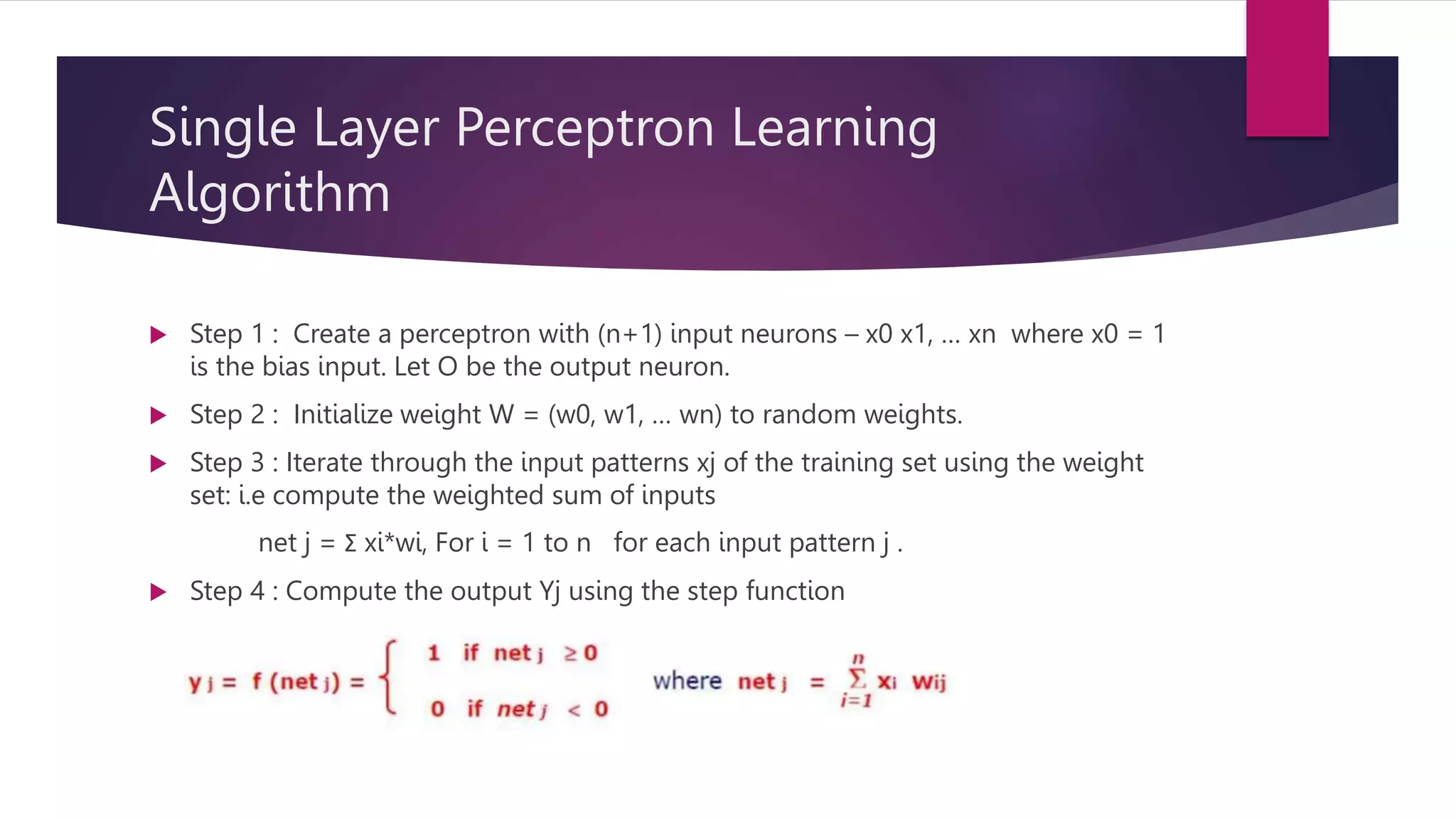 Single Layer Rosenblatt Perceptron | PPTX | Artificial Intelligence | Technology & Computing
