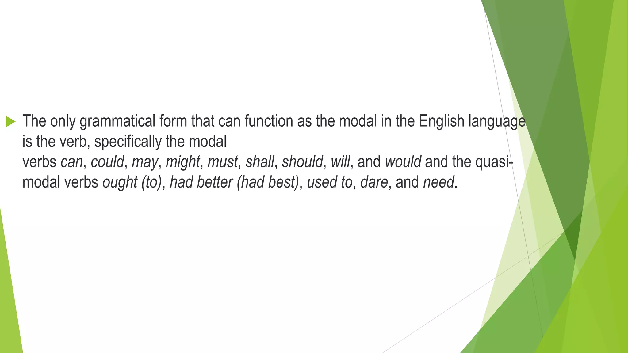 The Modal in English grammar | PPT