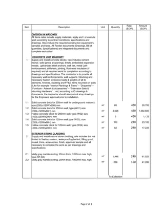 Bill Of Quantities Issued For Construction | PDF