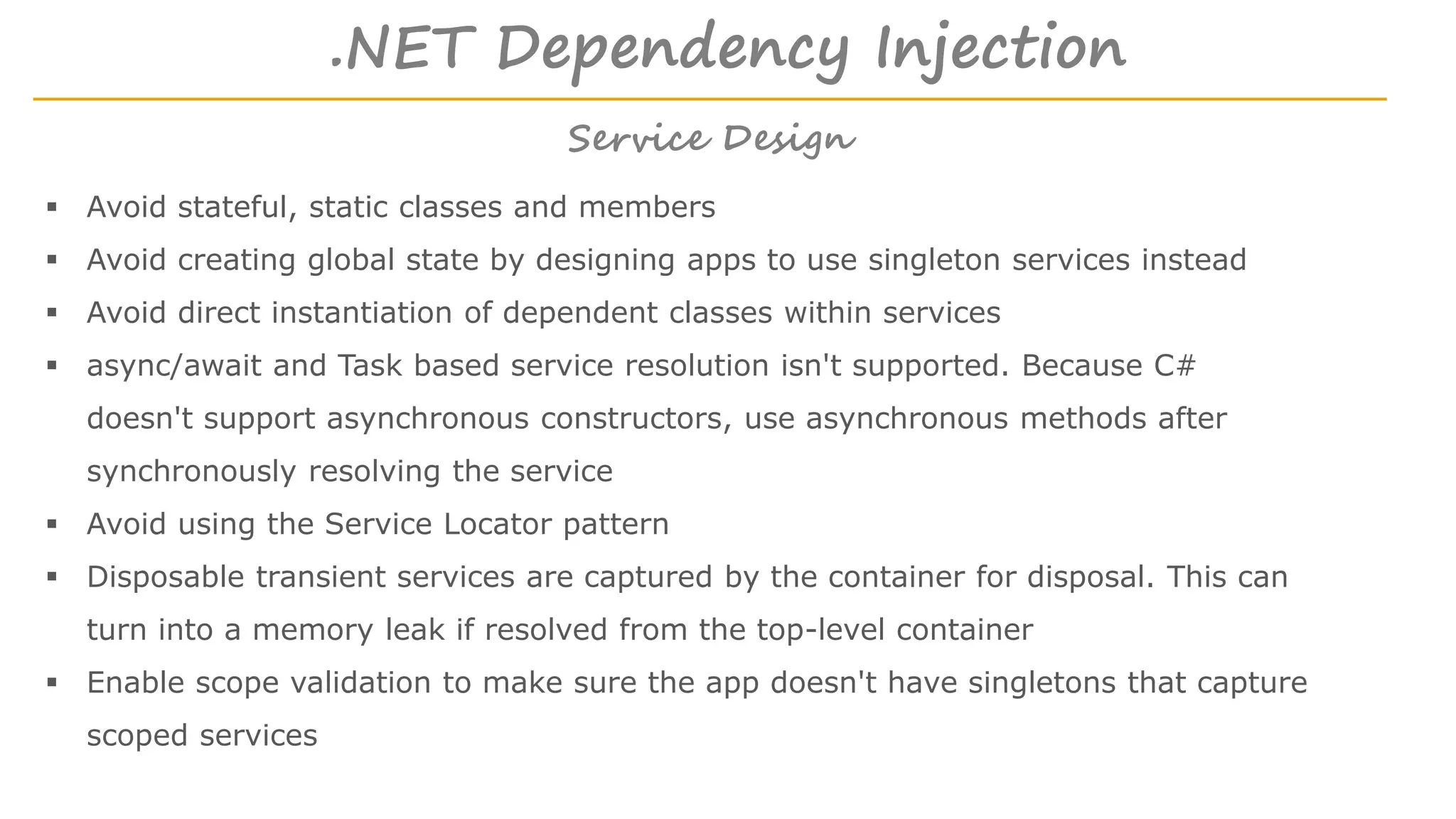 Net Intro And Dependency Injection Workshop Ppt