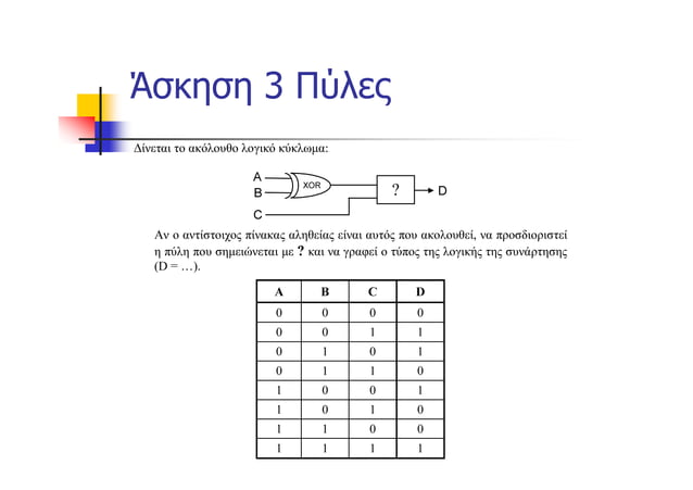 Λογικά Κυκλώματα - Ασκήσεις | PDF