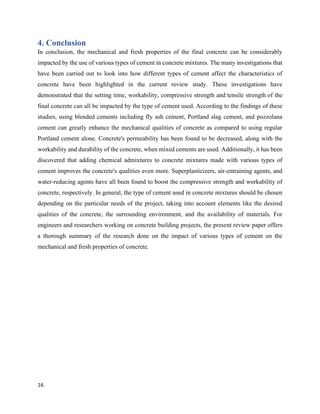 . effect of different types of cement on fresh and mechanical ...