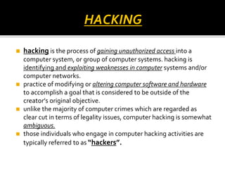 Computer Ethics - Hacking | PPTX | Information and Network Security | Computing