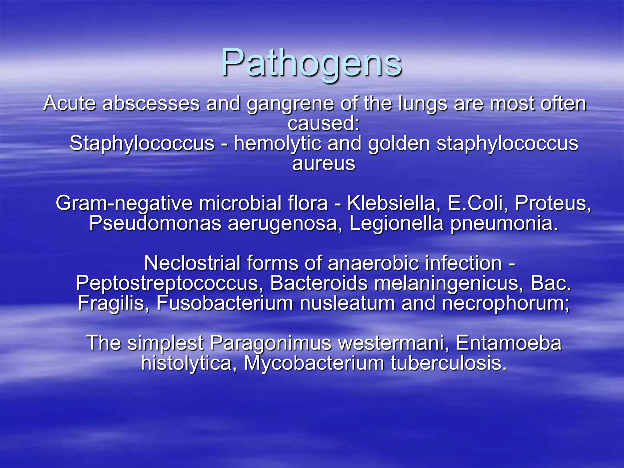 Лекция. Абсцесс и гангрена легких. Abscess, lung gangrene англ..ppt
