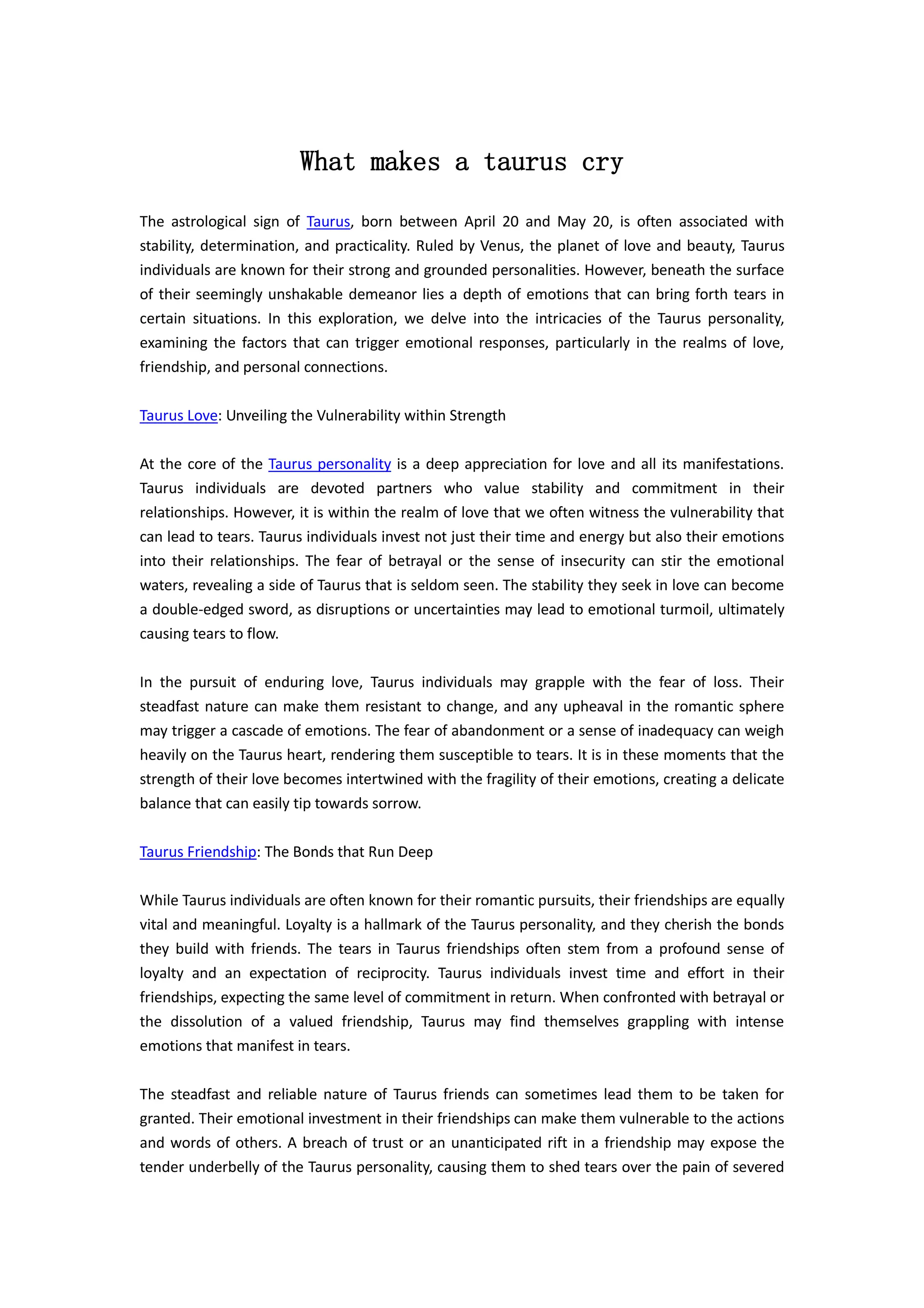 What makes a taurus cry | DOC