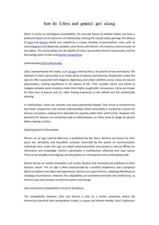 how do libra and gemini get along | DOC