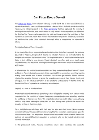 Can Pisces Keep a Secret? | DOC