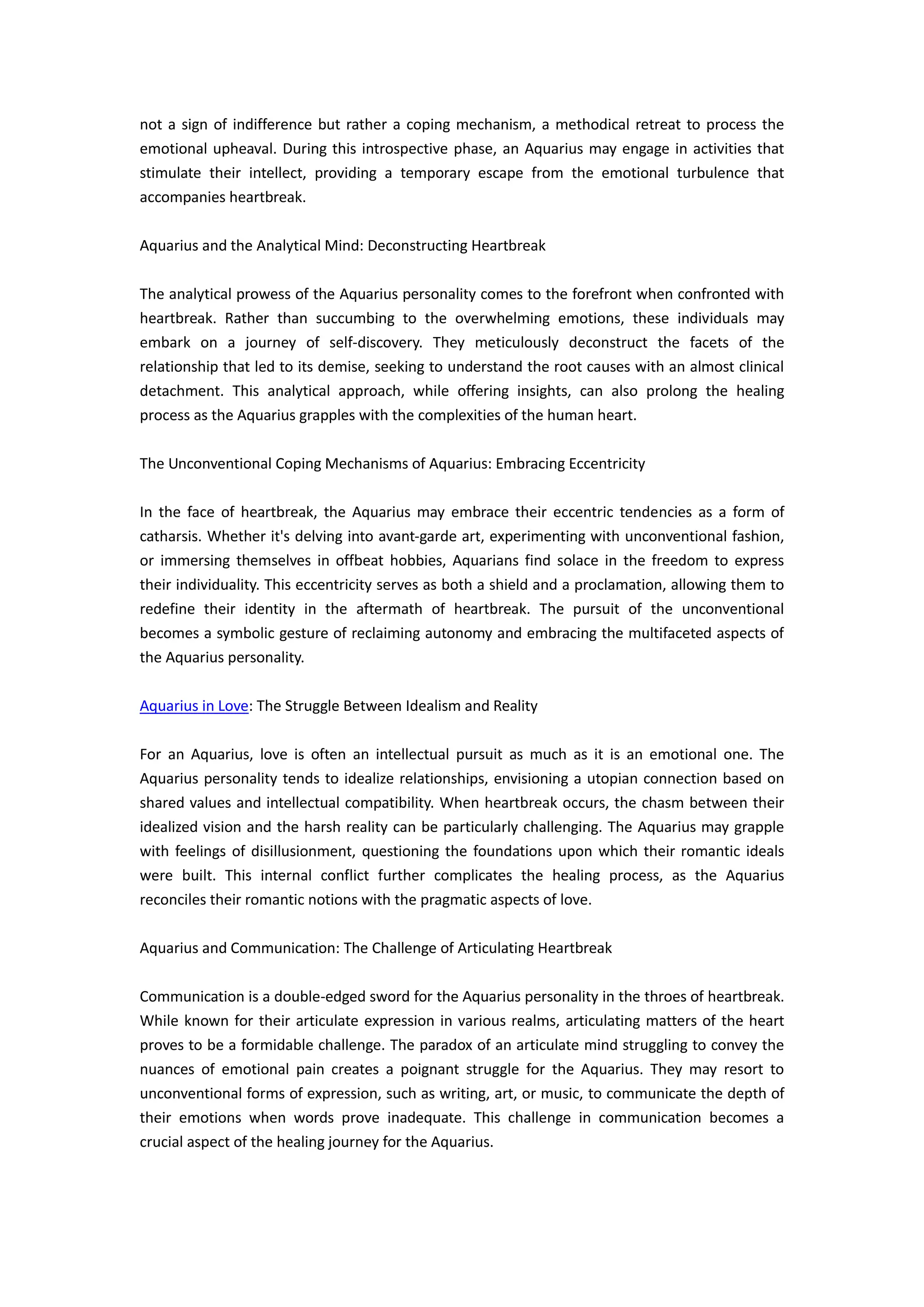 How do aquarius act when heartbroken | DOC