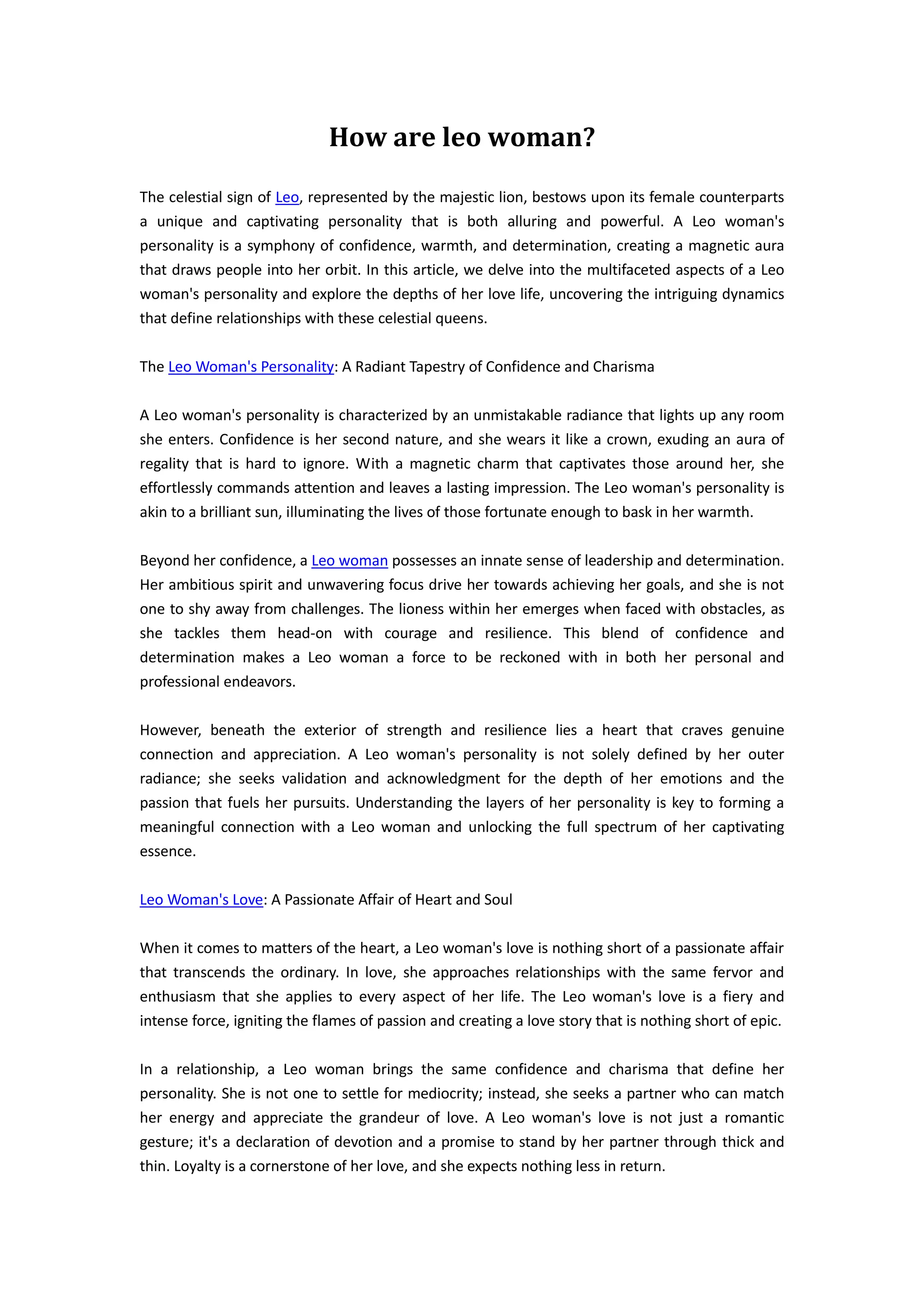 How are leo woman? | DOC