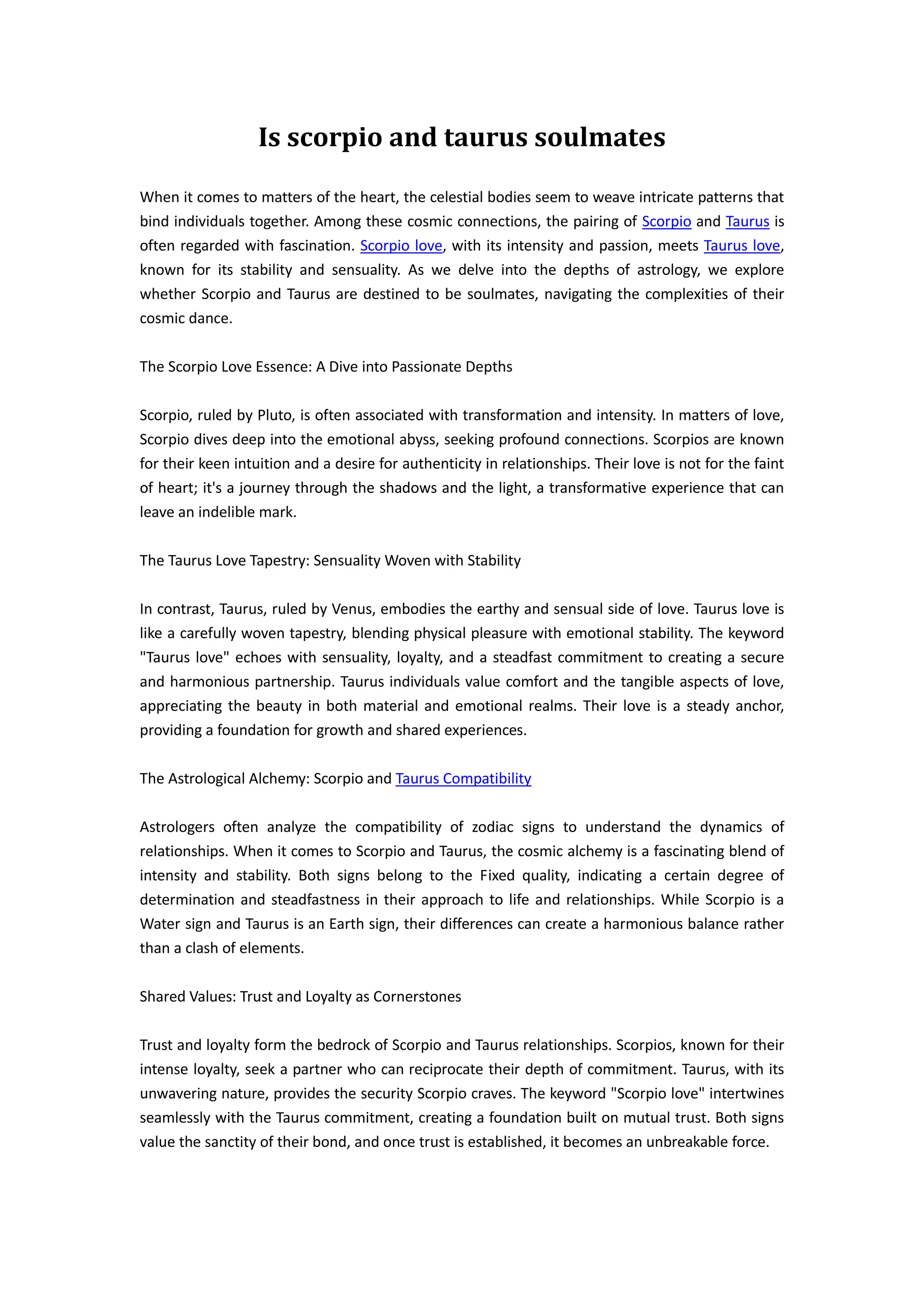 Is scorpio and taurus soulmates | DOC | Astrology | Religion & Spirituality