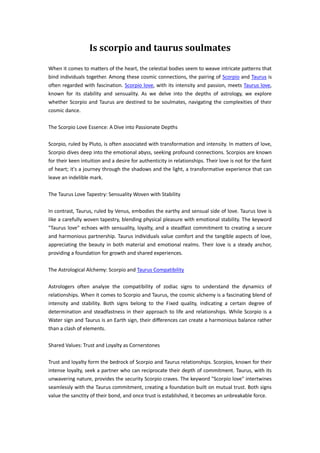 Is scorpio and taurus soulmates | PDF