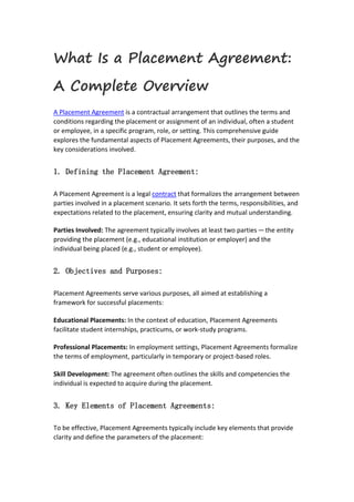 What Is a Placement Agreement: A Complete Overview | DOC